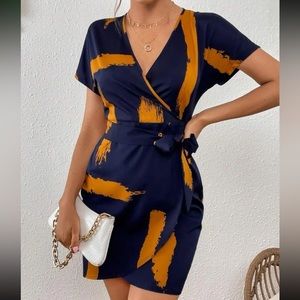 Dresses | Boho Brushed Print Knot Side Wrap Hem Mojo Dress | Poshmark